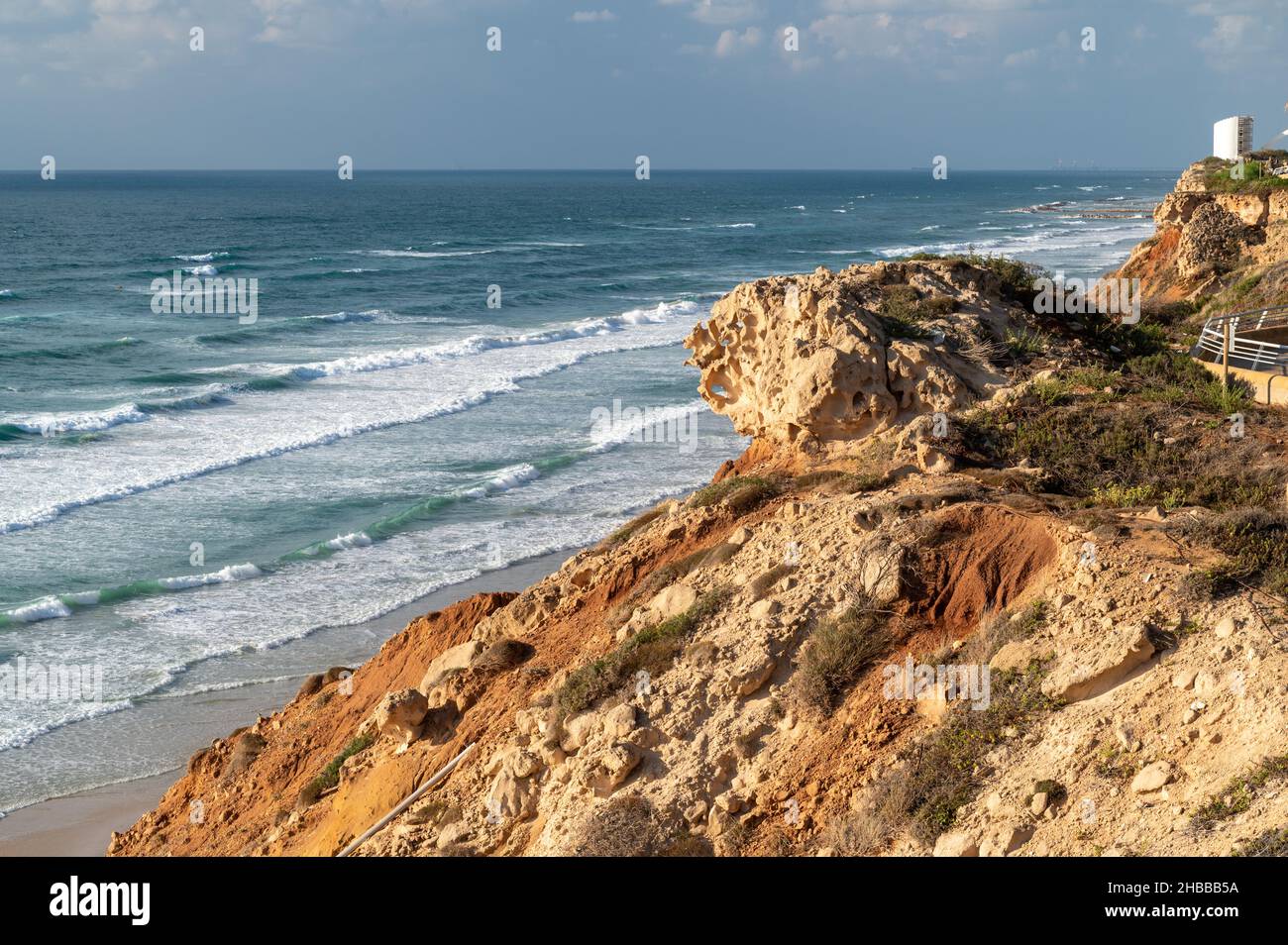 Argaman beach in Netanya in Israel view from the hill Stock Photo - Alamy
