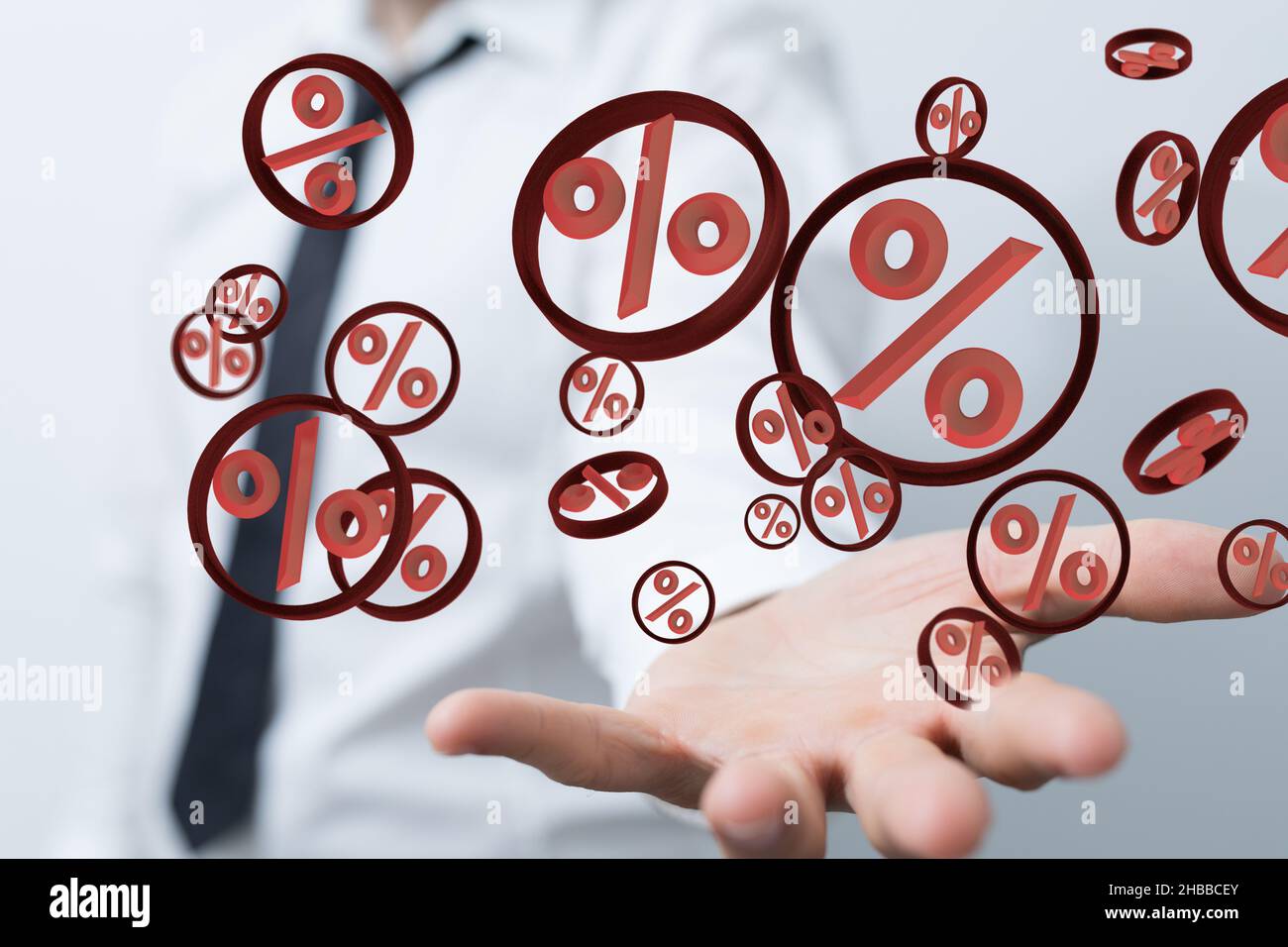 Illustration of percent signs in a hand Stock Photo - Alamy
