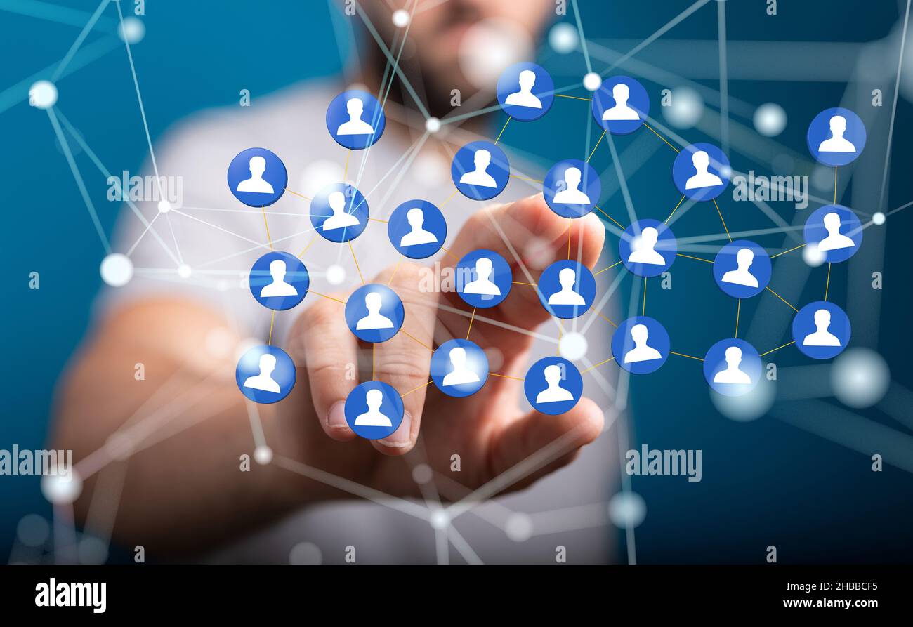 Illustration of organization chart in a hand as a concept of networking ...