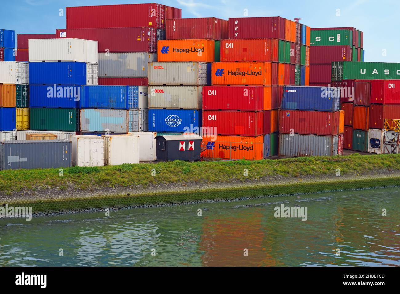 ROTTERDAM, NETHERLANDS -14 NOV 2021- View of colorful shipping ...