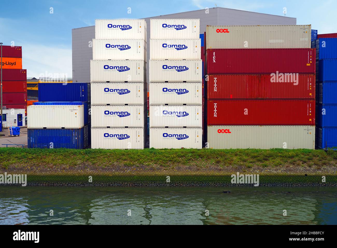 ROTTERDAM, NETHERLANDS -14 NOV 2021- View of colorful shipping ...