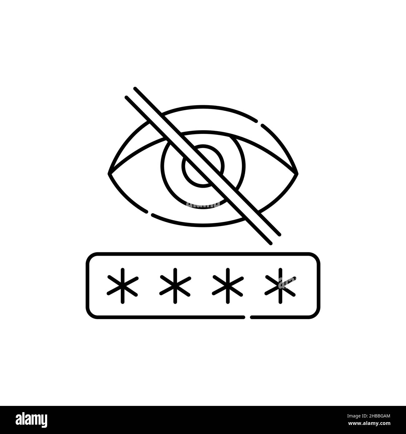 Hide password color line icon. Isolated vector element. Outline ...