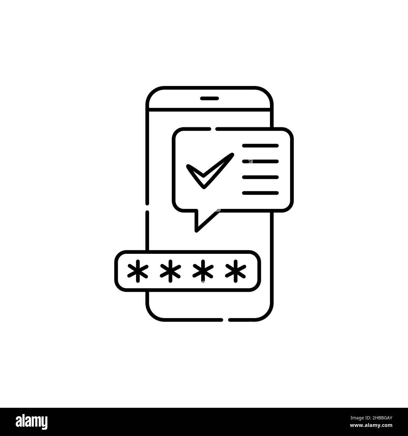 Confirmation by phone color line icon. Isolated vector element. Outline ...