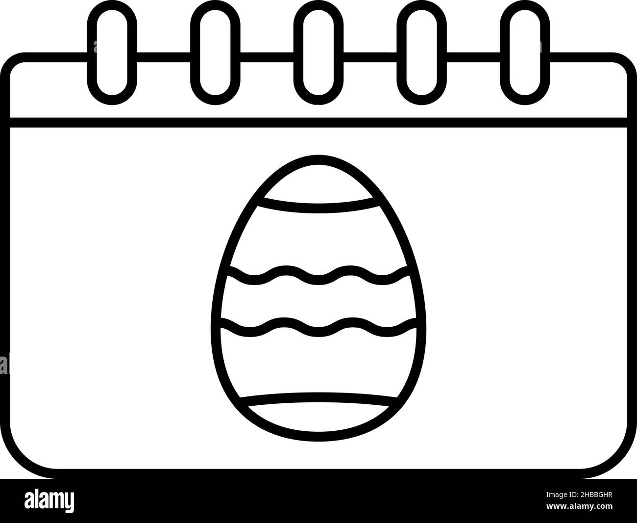 Calendar With Easter Egg Outline Icon Vector Stock Vector Image & Art ...