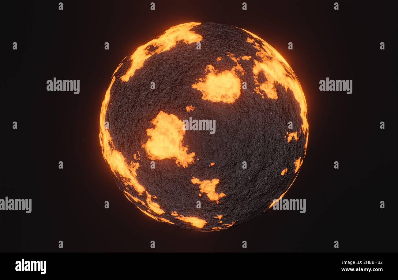 Volcano Lava Sphere Planet Stock Photo - Alamy