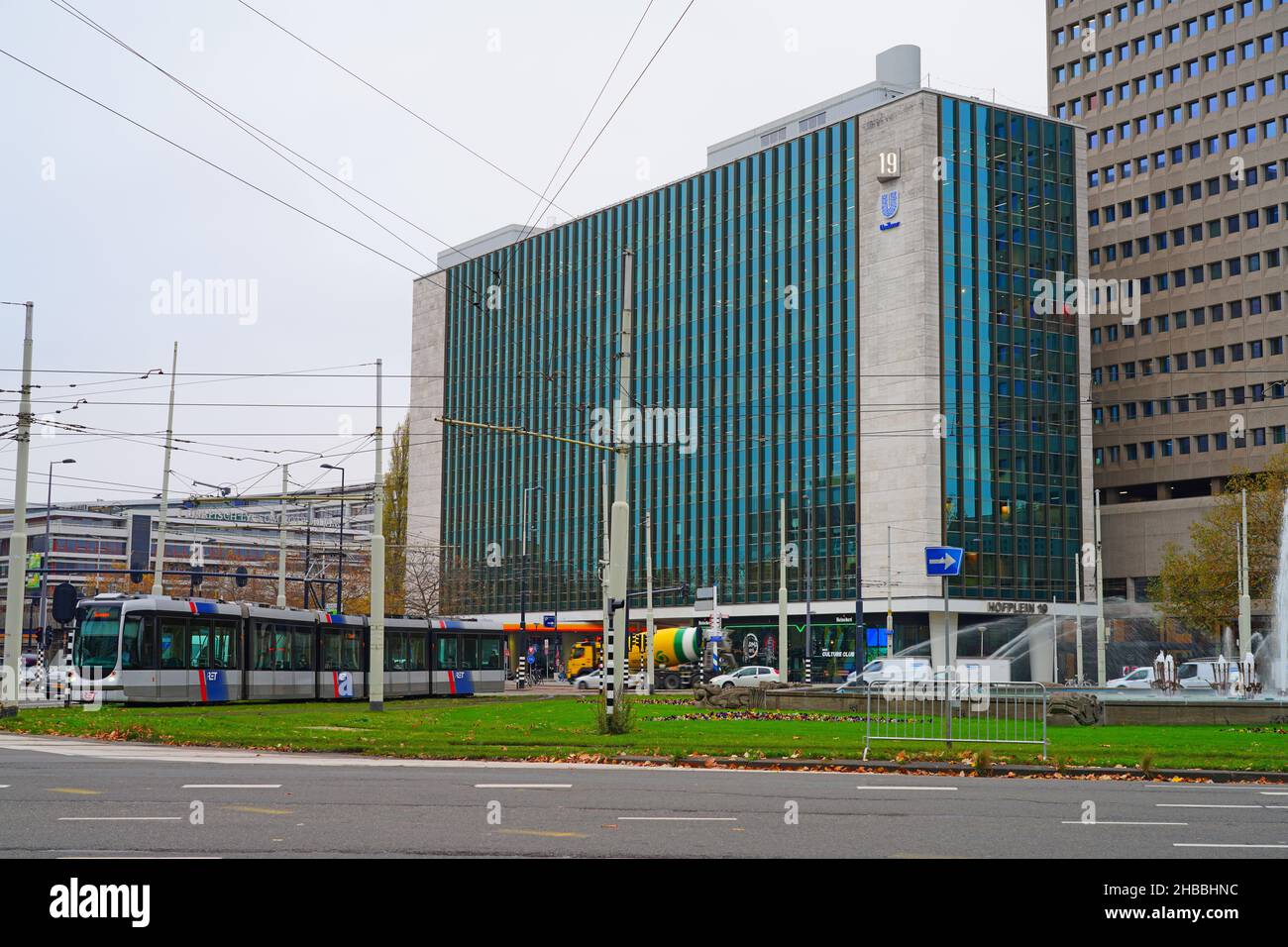 ROTTERDAM, NETHERLANDS -10 NOV 2021- View of a tram streetcar from the ...