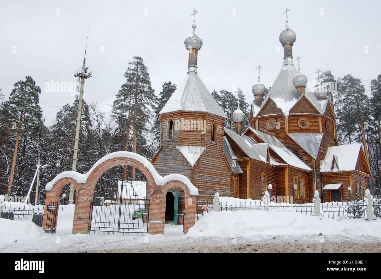 Wooden church in the forest Stock Photo - Alamy