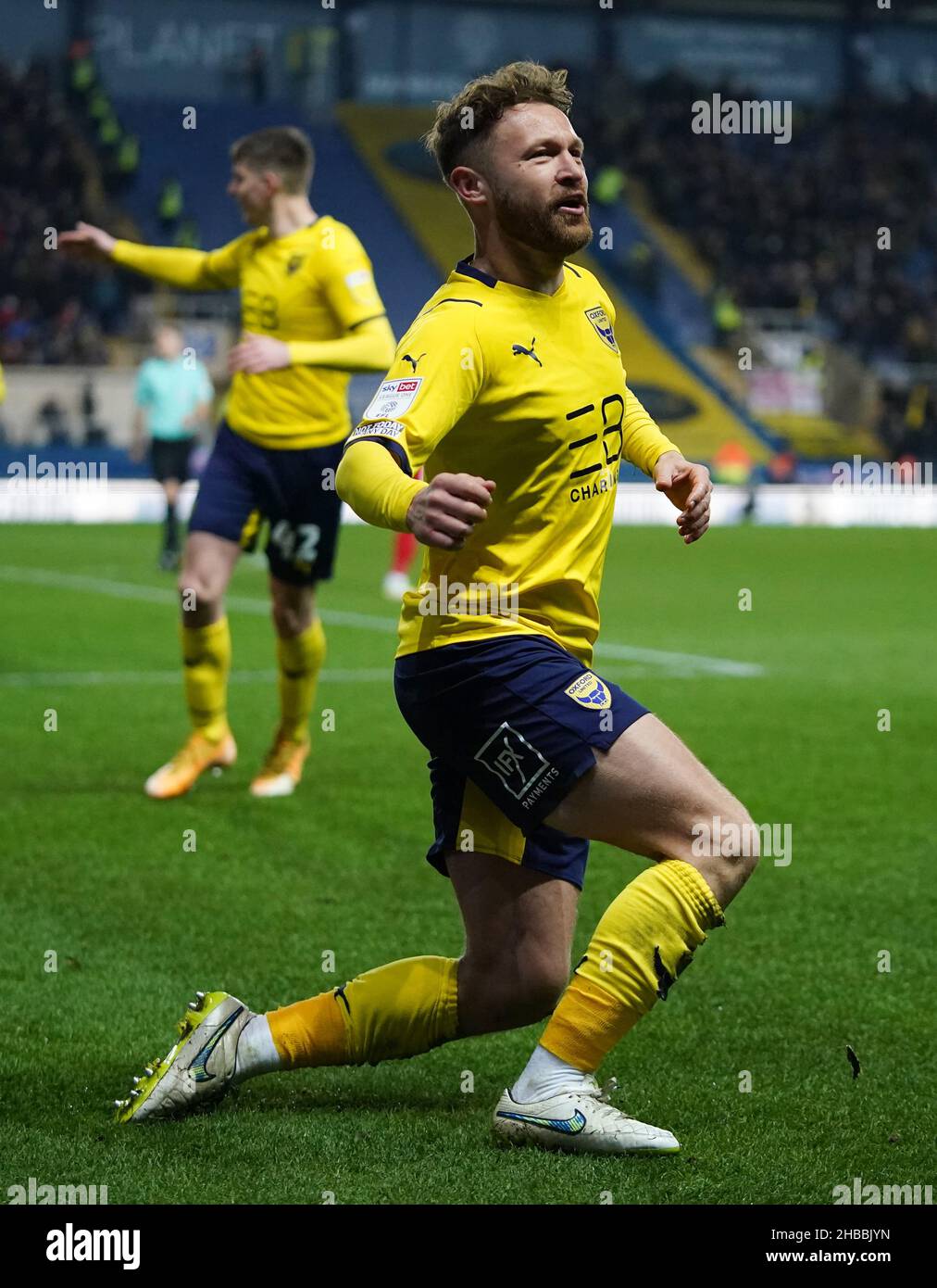 Oxford United's Matty Taylor celebrates scoring their side's second ...