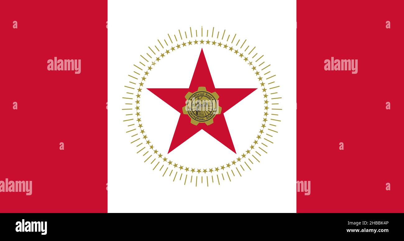 Top view of flag Birmingham, Alabama, untied states of America. USA ...