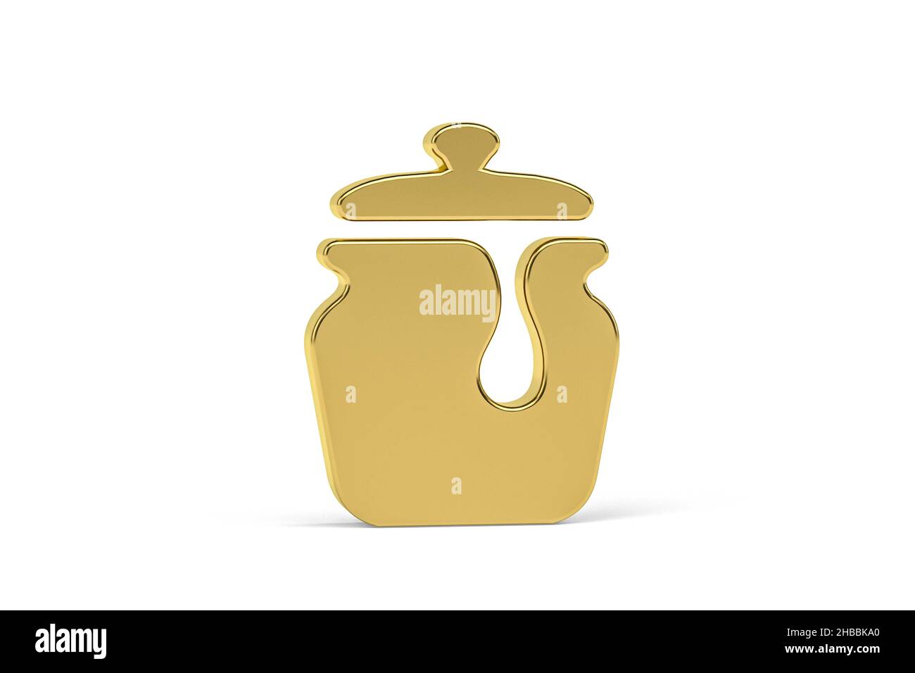 Golden 3d jar icon isolated on white background - 3d render Stock Photo ...