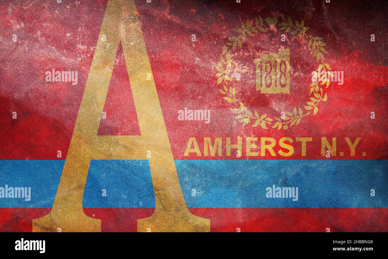 Top view of retro flag of Amherst, New York, untied states of America ...