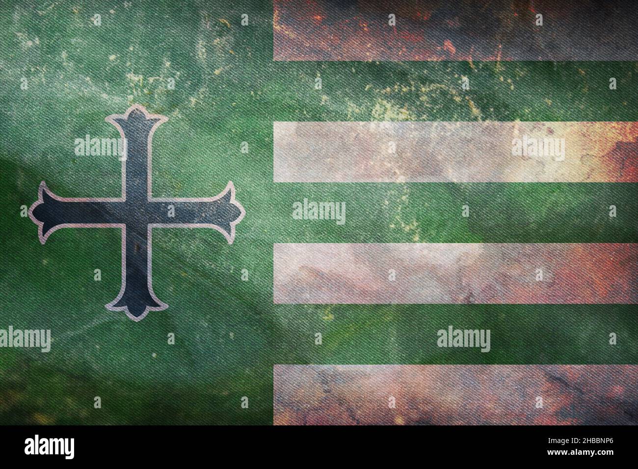 Top view of retro flag of Anasco, untied states of America with grunge ...