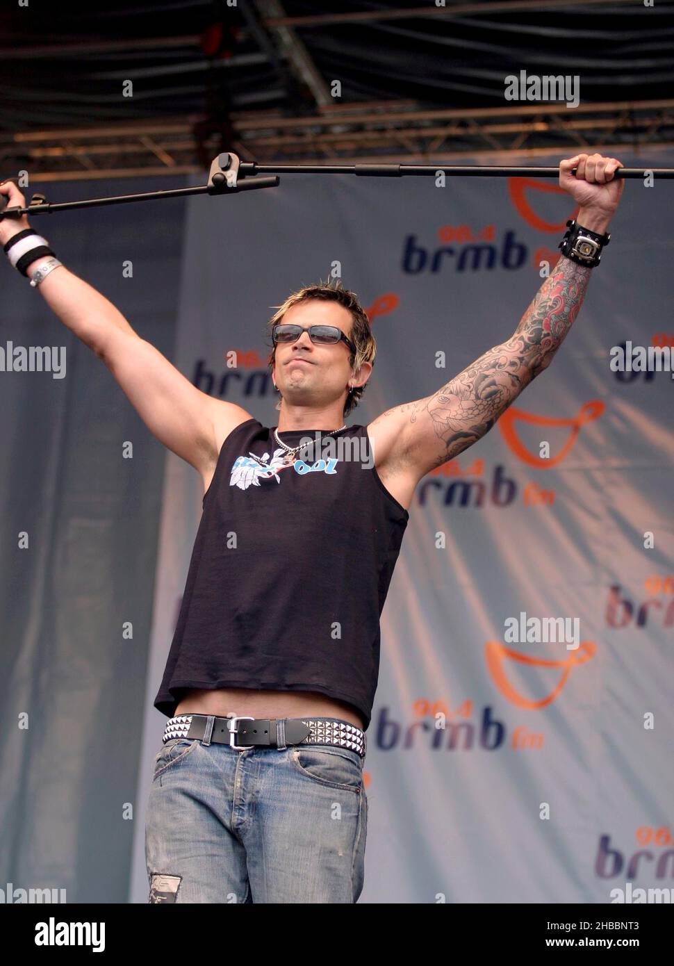 Ashley Hamilton on stage at the BRMB Party in the Park, Birmingham, UK ...