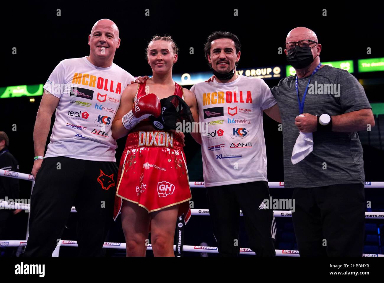 Rhiannon Dixon (centre) celebrates victory with trainers after ...
