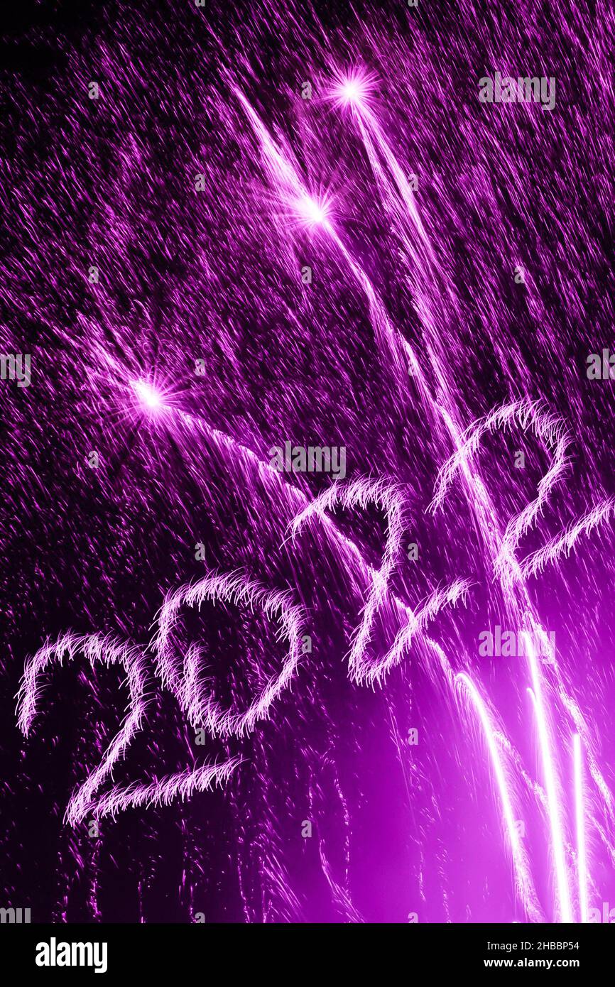 Happy New Year 2022. Sparkling burning numbers Year 2022 with firework ...