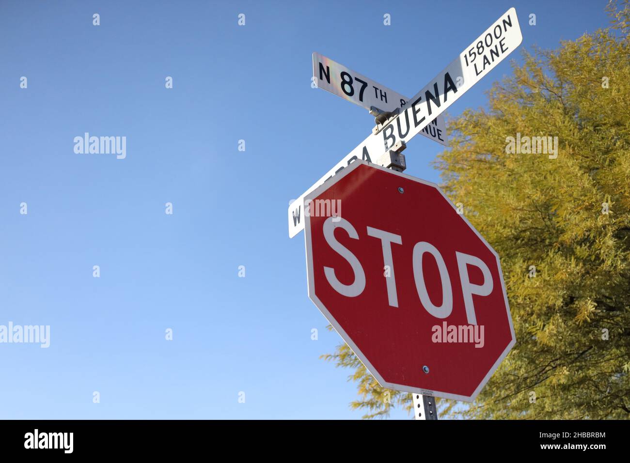 Low angle shot of a stop traffic sign Stock Photo - Alamy