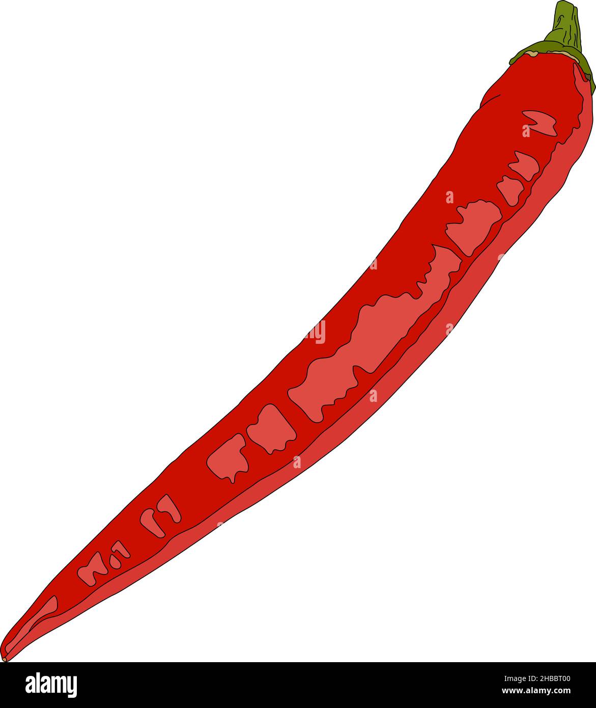 Red chili pepper isolated on a white background. Side View. Vector ...