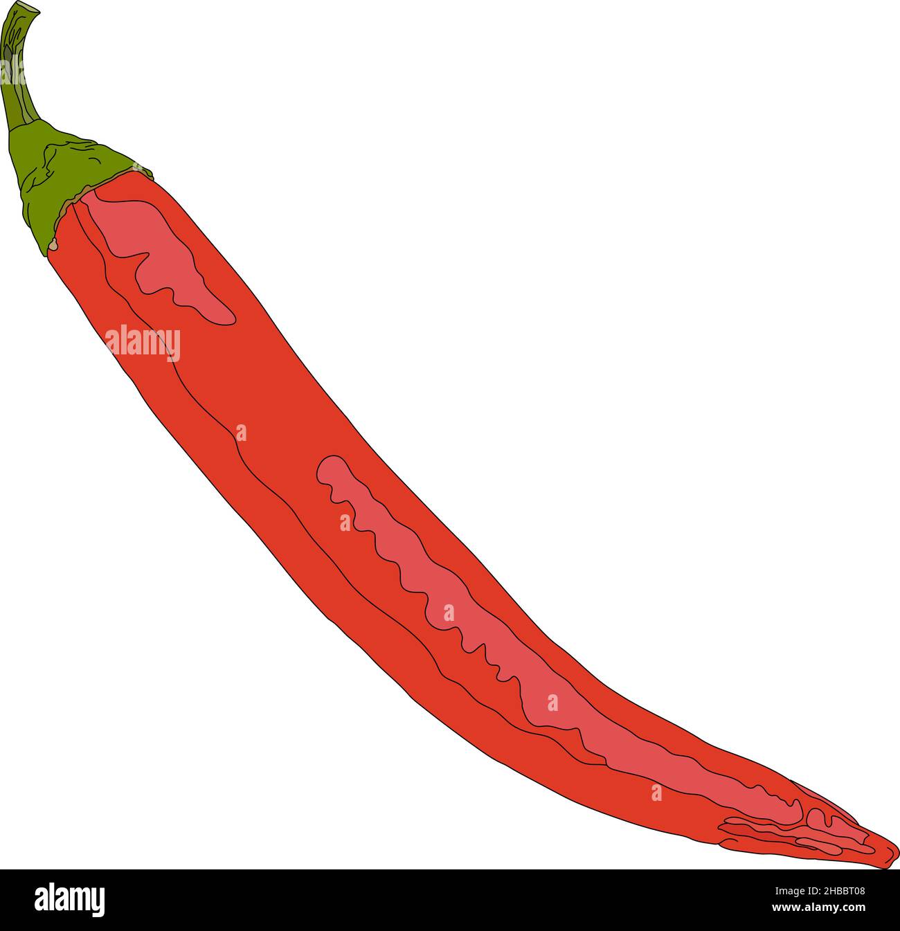Red chili pepper isolated on a white background. Side View. Vector ...