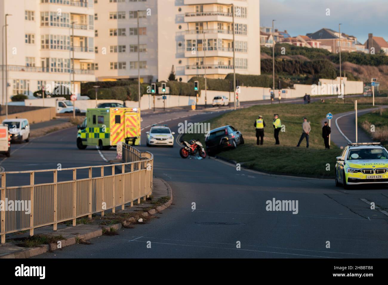 RTC car and Motorbike closing main road Stock Photo - Alamy