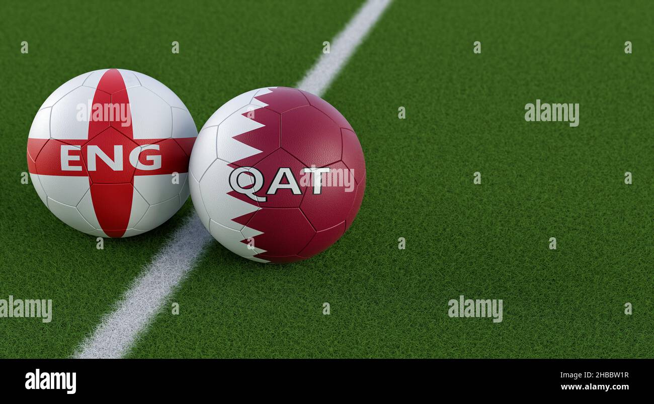 England vs. Qatar Soccer Match - Leather balls in England and Qatar ...