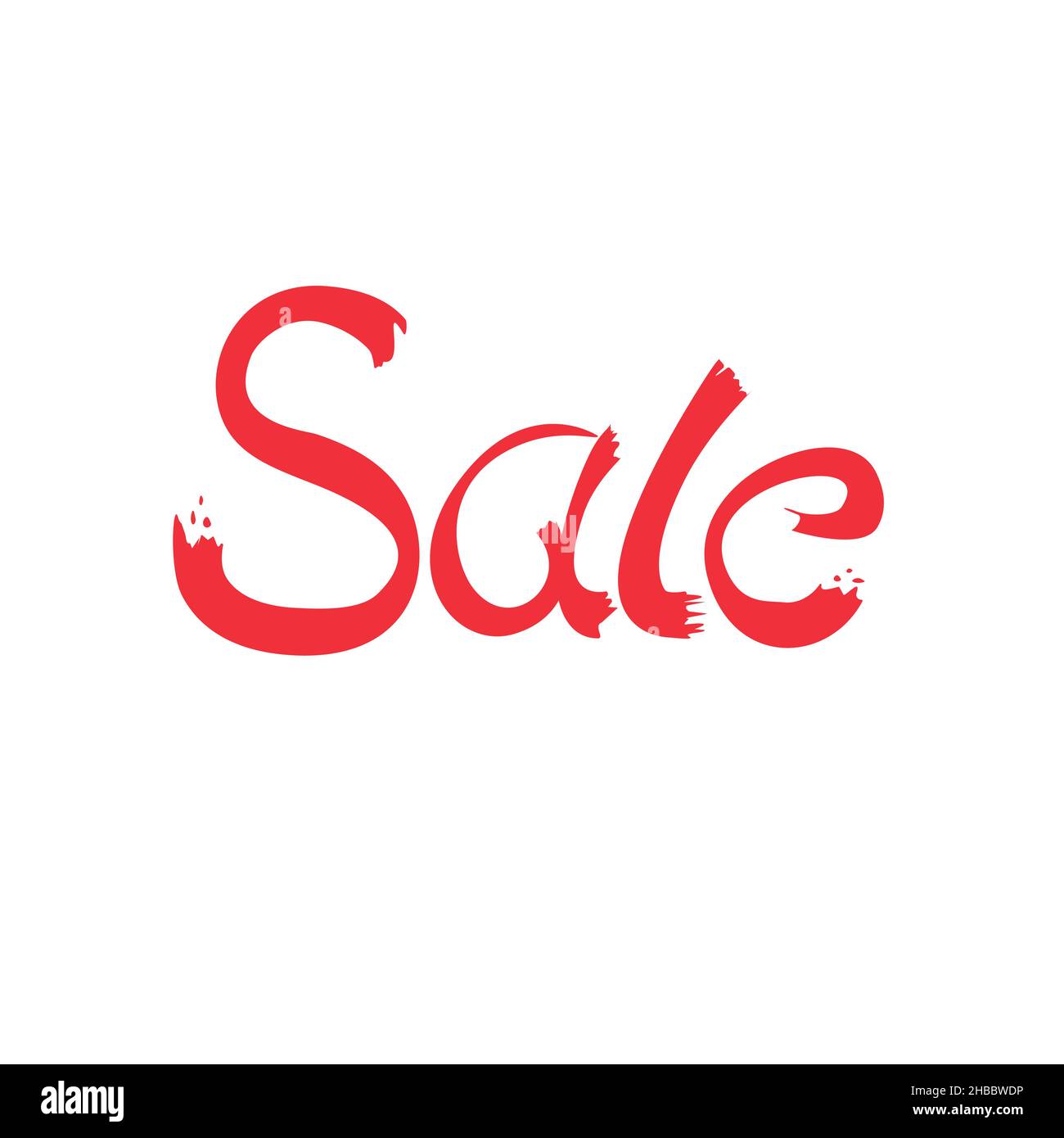 red text sale on white background. paint smear imitation, lettering ...