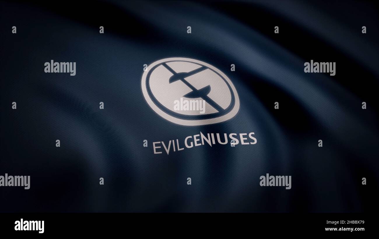 Animation of flag with symbol of Cybergaming Evil Geniuses Stock Photo ...