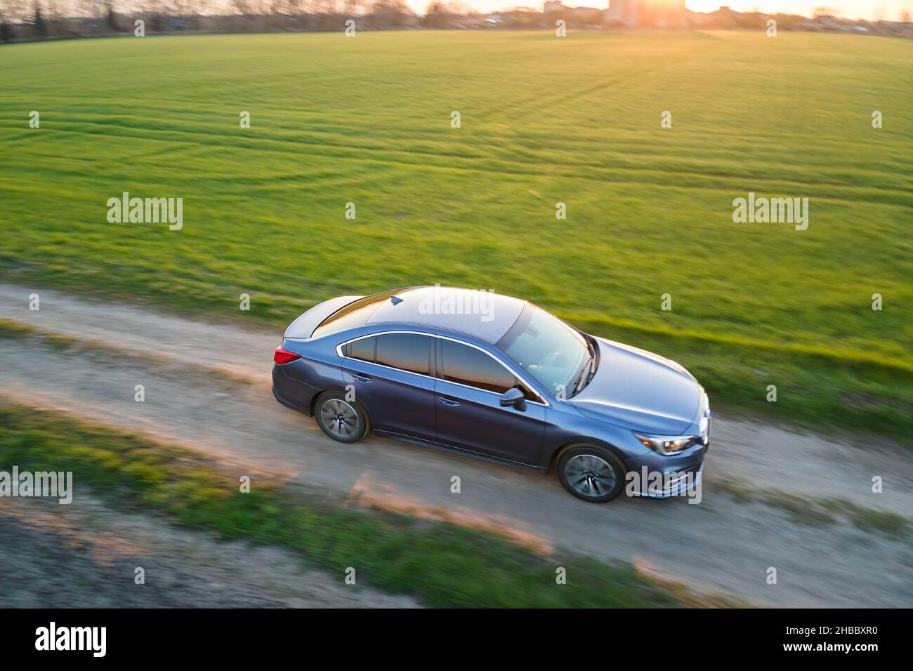 Aerial view sedan car driving hi-res stock photography and images - Alamy