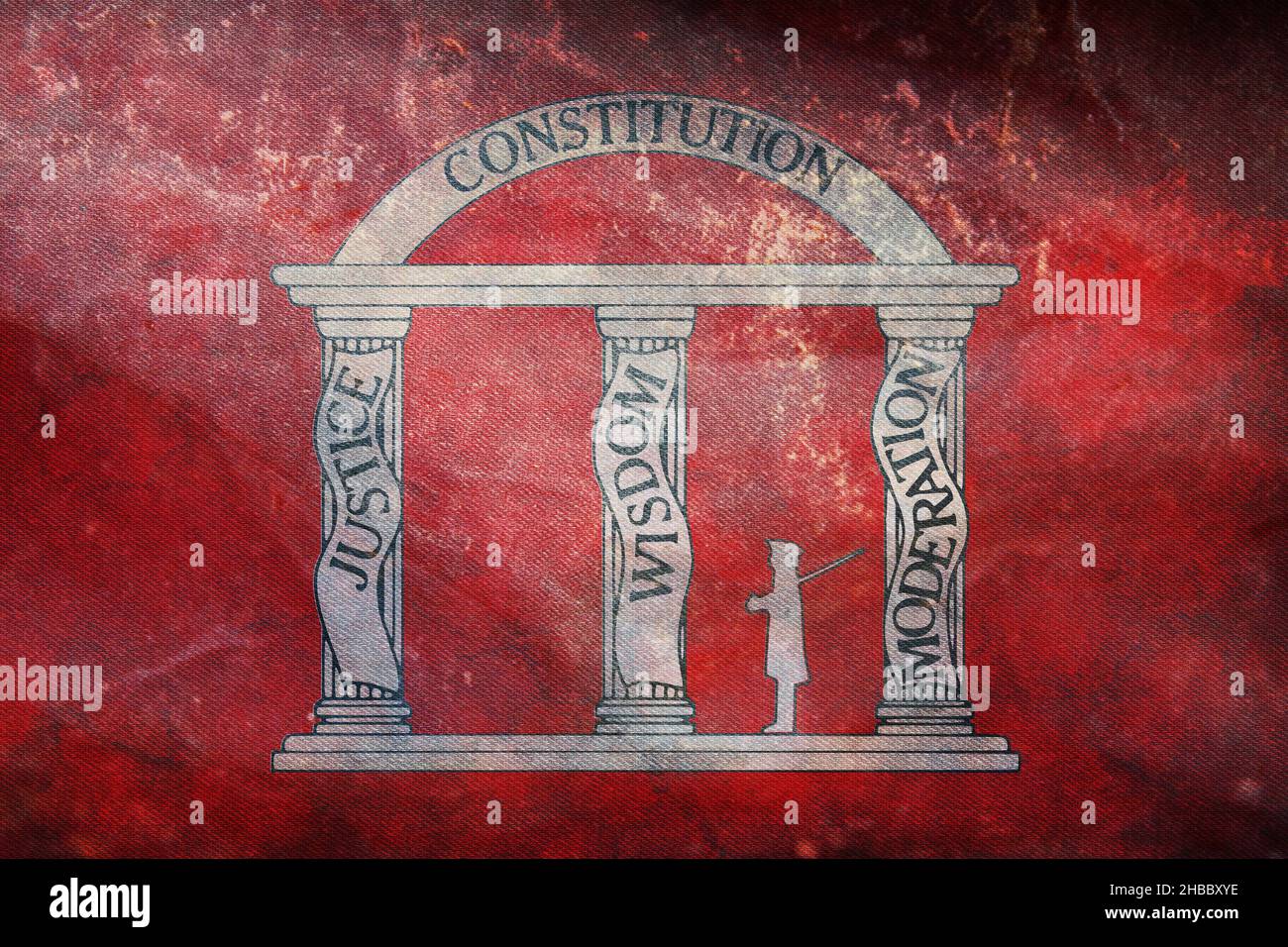 Top view of State of Georgia 1861, red , USA flag, no flagpole. Plane ...