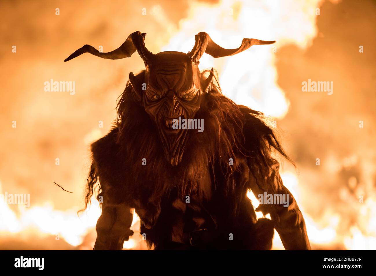 TARVISIO, ITALY - Dec 05, 2018: A traditional Krampus show in Tarvisio ...