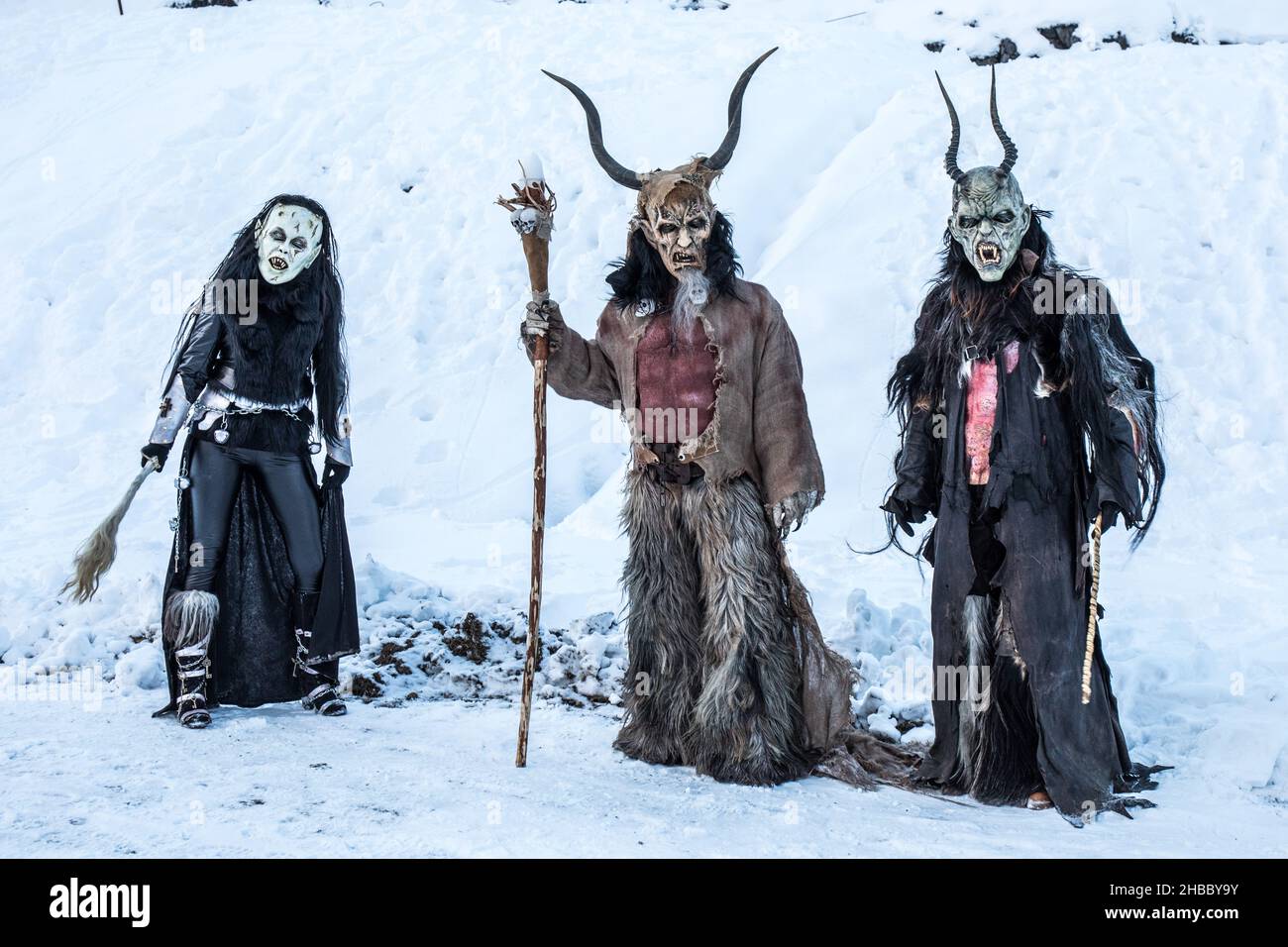 TARVISIO, ITALY - Dec 05, 2018: A traditional Krampus show in Tarvisio ...