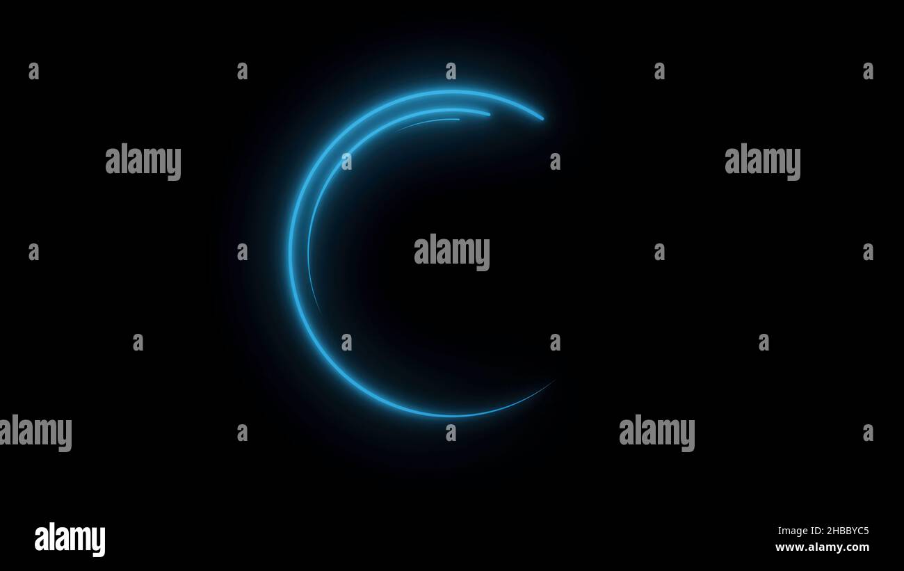 Abstract neon circle loop blue motion background. Glowing circular ...