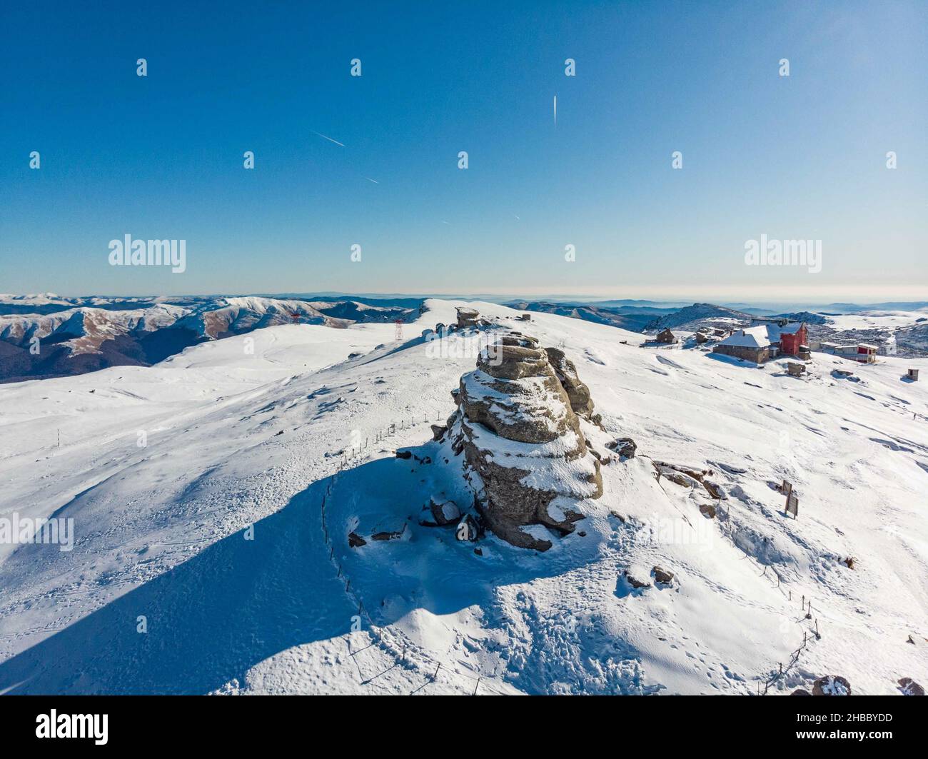 Aerial shot of the Sphinx, Bucegi Mountains, Romania Stock Photo - Alamy