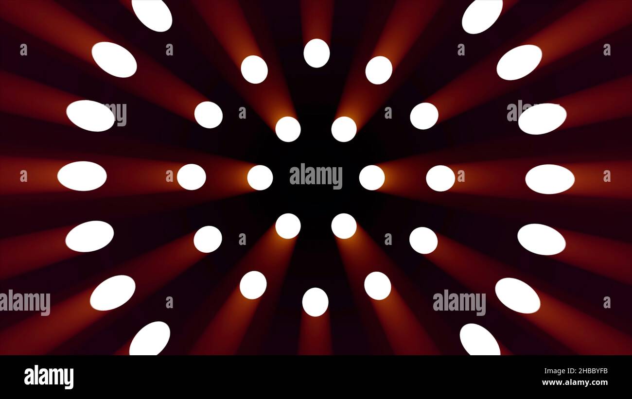Abstract background with wall from lamps of bright light. Glowing and ...