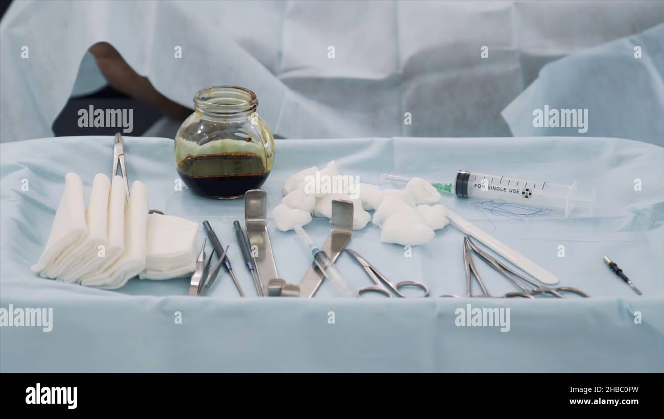 Surgical equipment set for surgery in operation room in the hospital ...