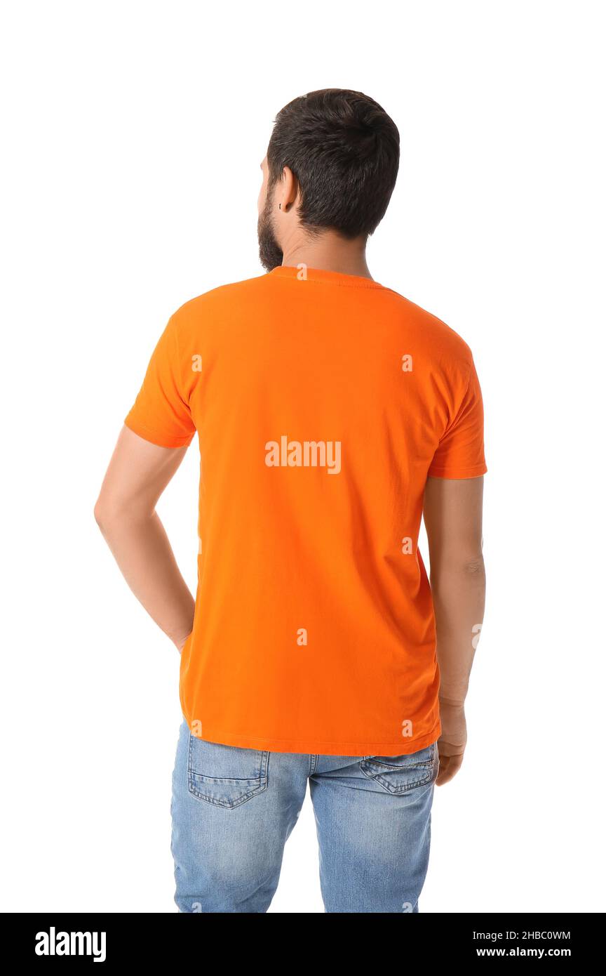 Male in bright orange outfit hi-res stock photography and images - Alamy