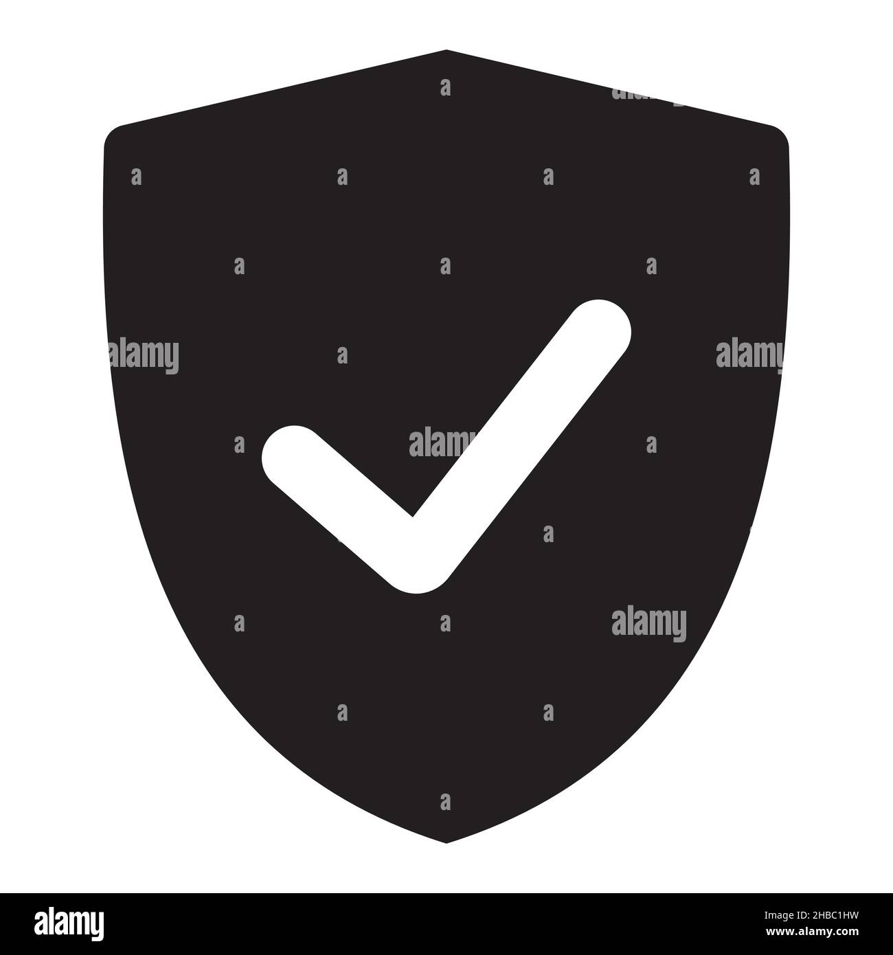 Shield with check mark icon in simple style on white background Stock ...
