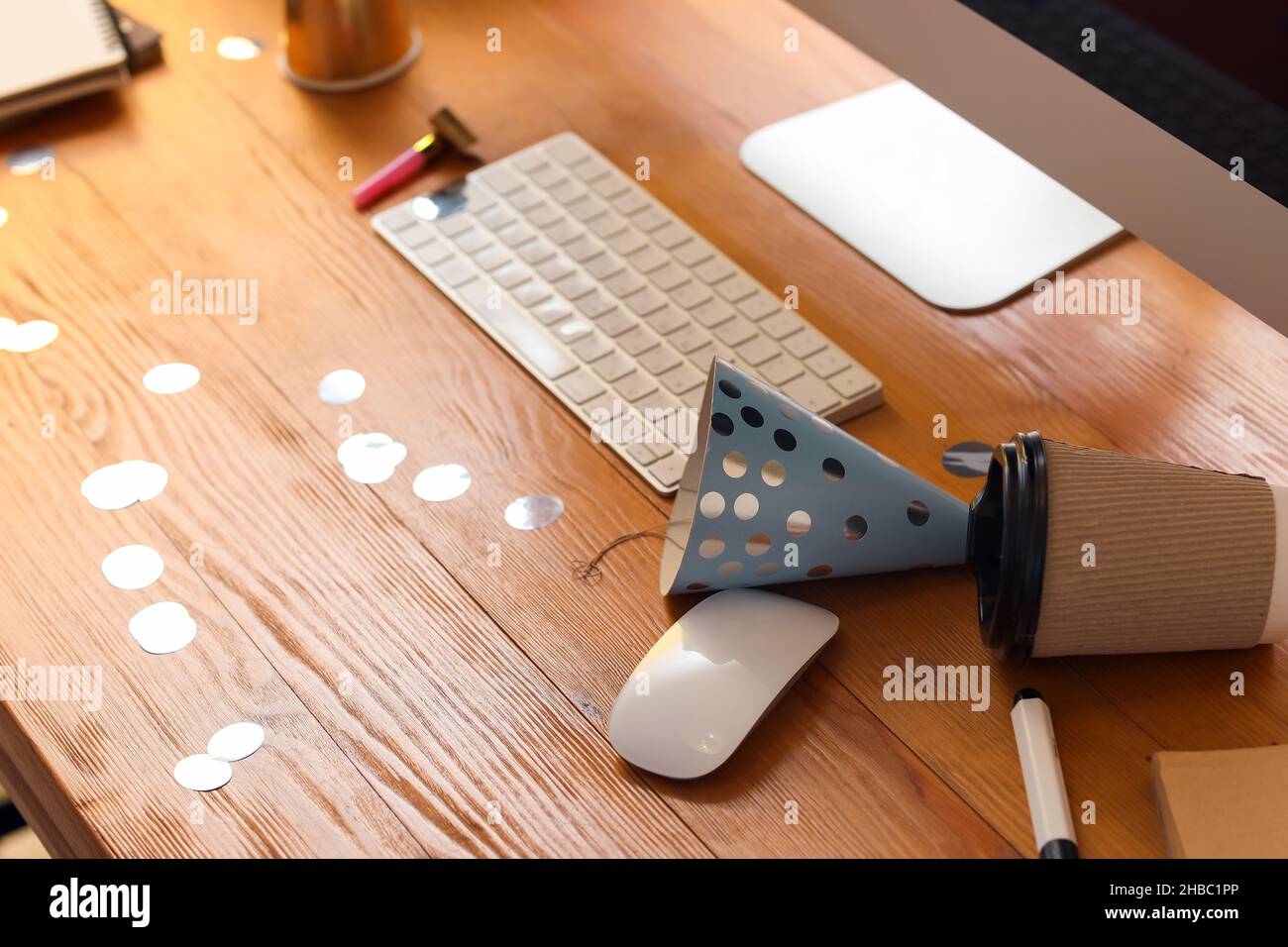 Messy table after party celebration Stock Photo - Alamy