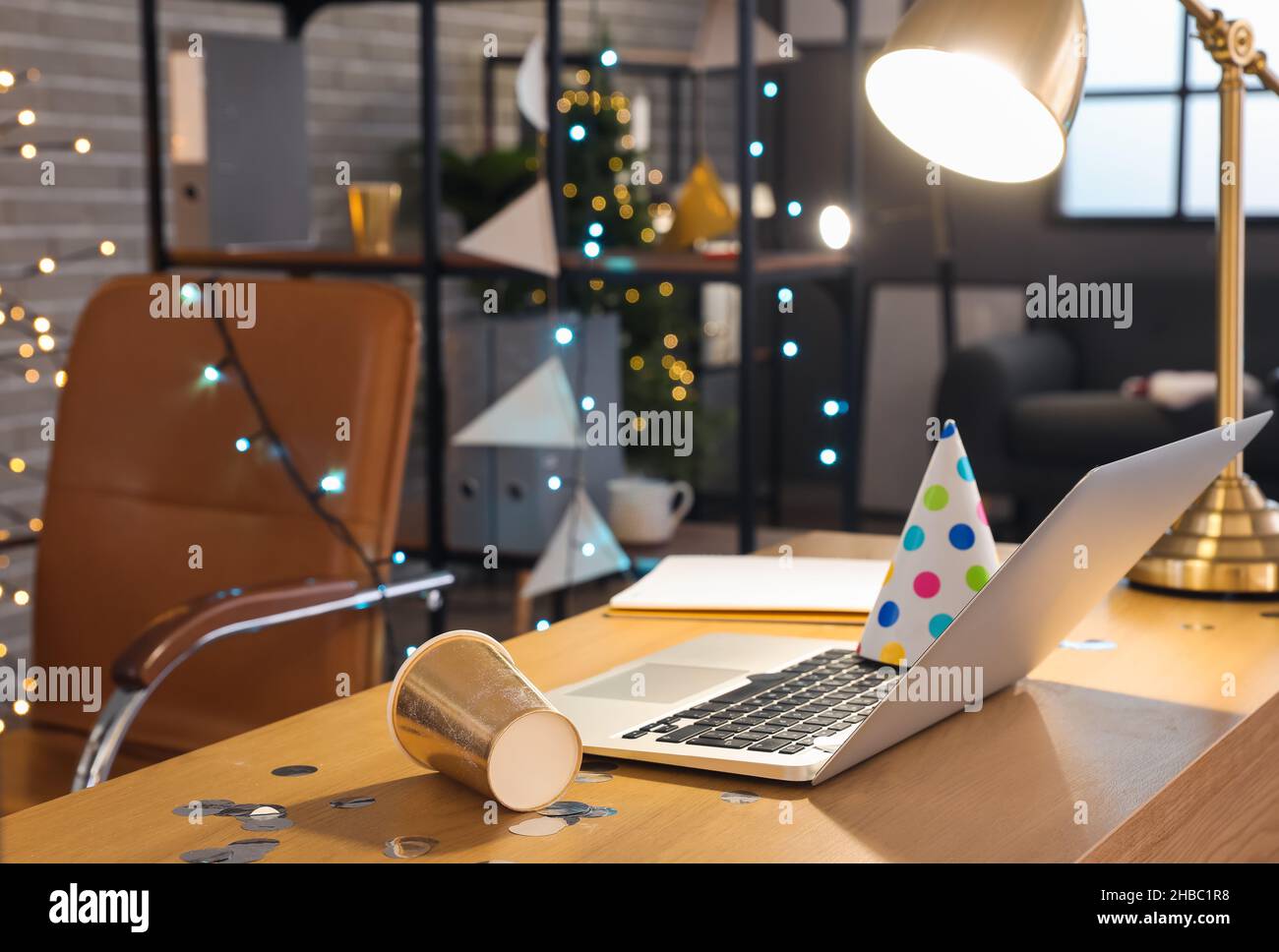 Interior of messy office after party celebration Stock Photo - Alamy