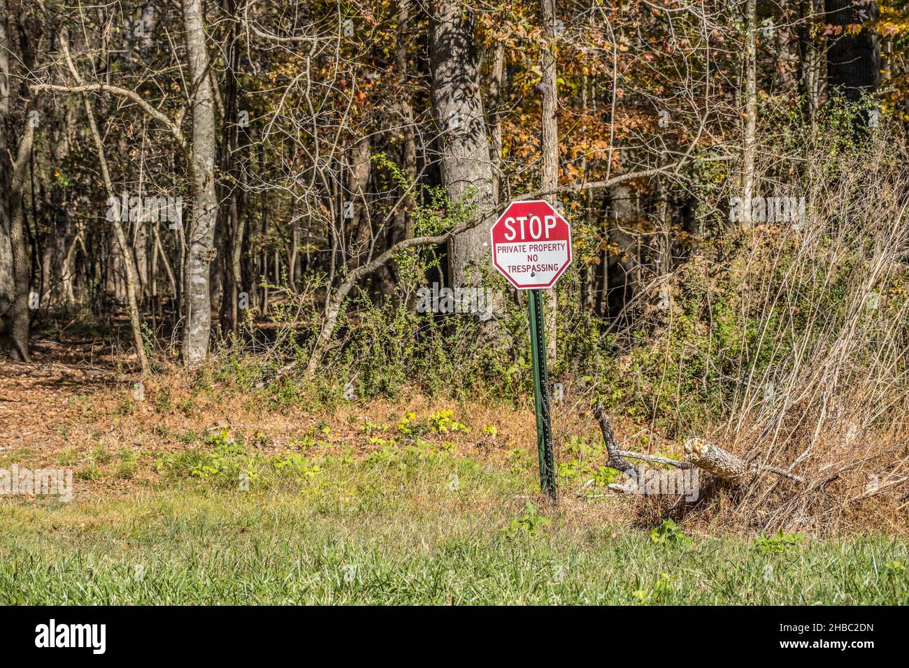 At the end of the trail in the park is a sign posted stop private ...