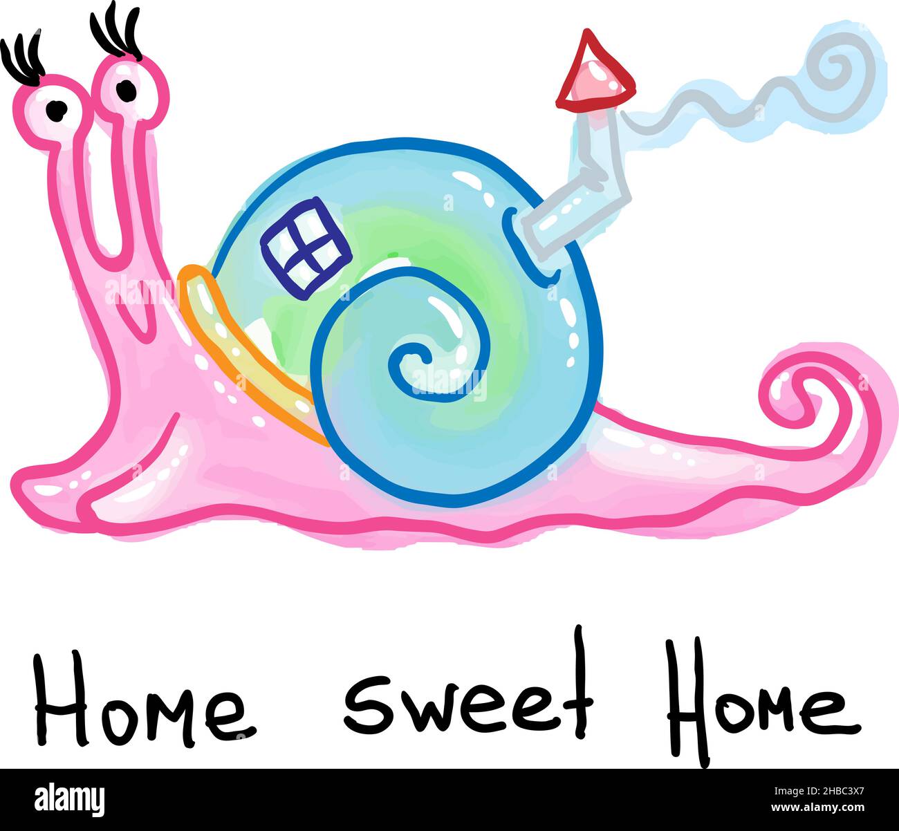Home Sweet Home. Watercolor Sanil in Cozy Sweet Home. Trace Vector ...