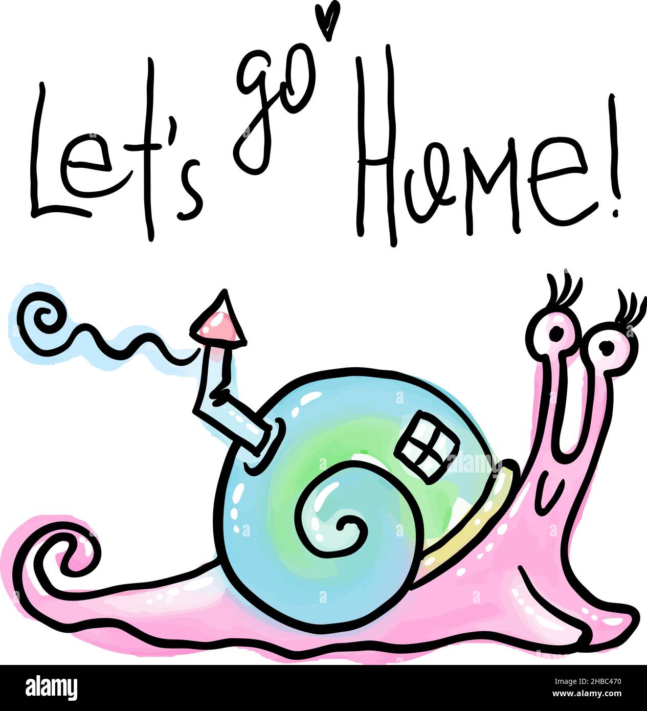 Lets Go Home. Watercolor Sanil in Cozy Sweet Home. Trace Vector ...