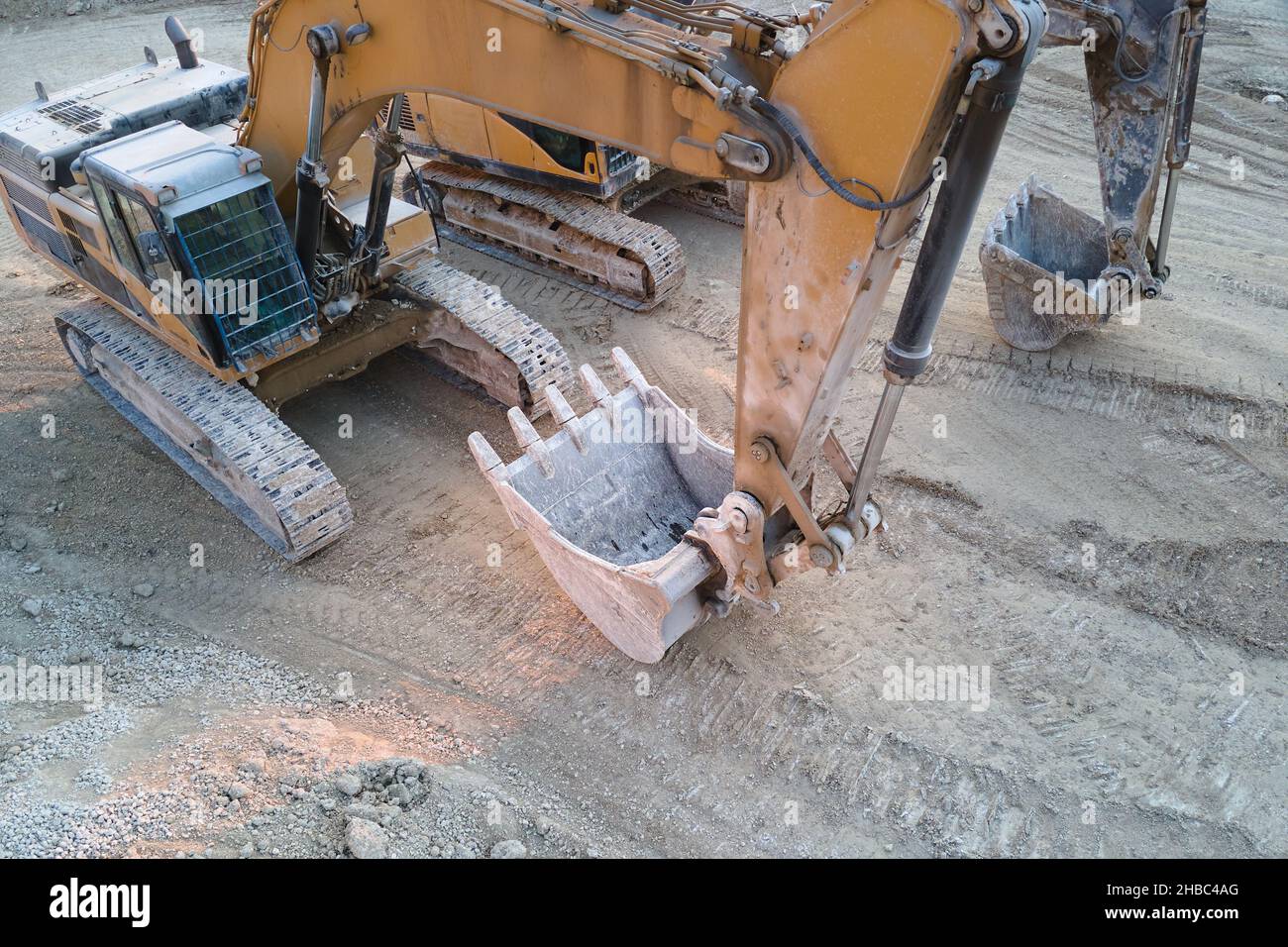 Open pit mining site of construction sand stone materials with ...