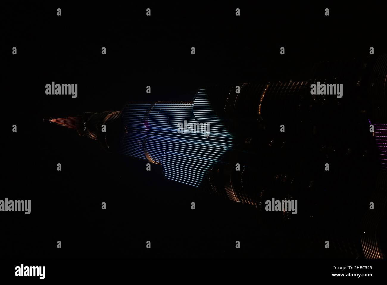 Holiday season 2019-2020 lighting of the beautiful extra tall building ...