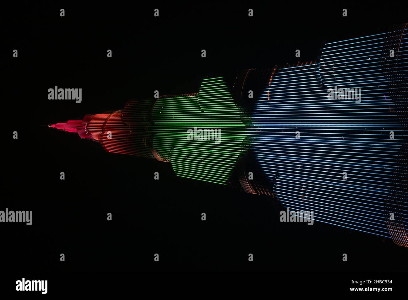 Holiday season 2019-2020 lighting of the beautiful extra tall building ...