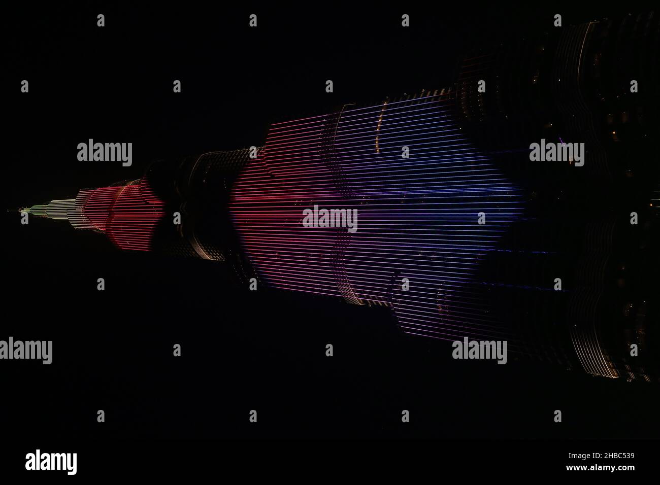 Holiday season 2019-2020 lighting of the beautiful extra tall building ...