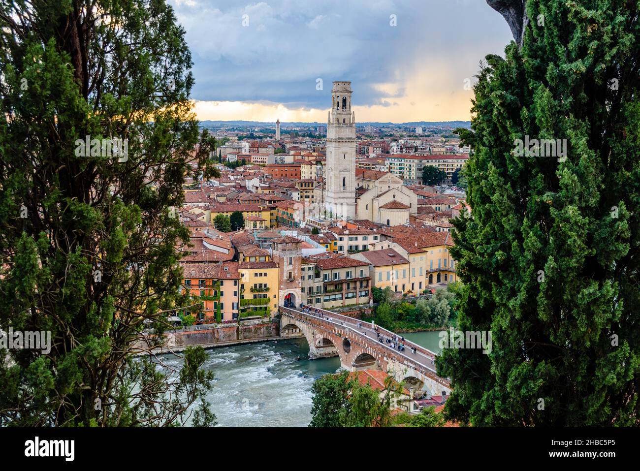 Panoramic from the top of the Castle of Verona, with a view of the ...