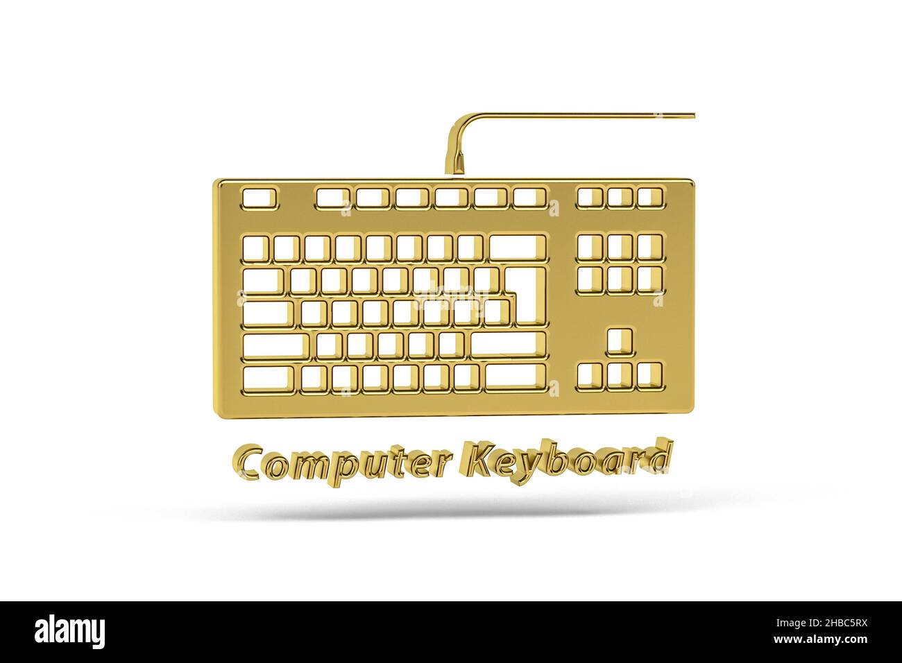 Golden 3d computer keyboard icon isolated on white background - 3d ...