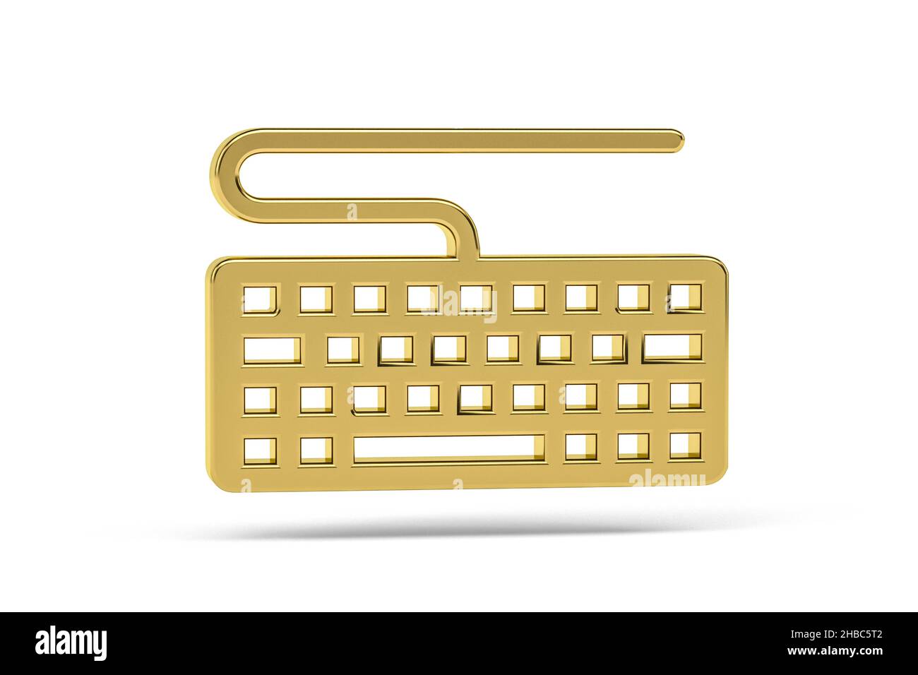 Golden 3d computer keyboard icon isolated on white background - 3d ...