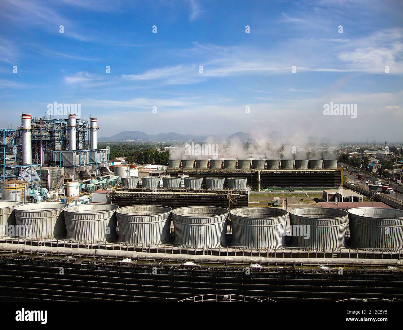 Cooling fan tower in a power plant Stock Photo - Alamy