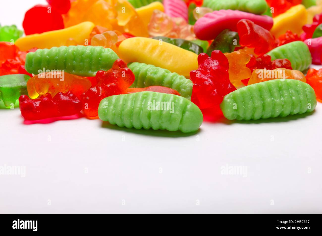 chewable candies on a white background, sweets and jelly, fruits and ...